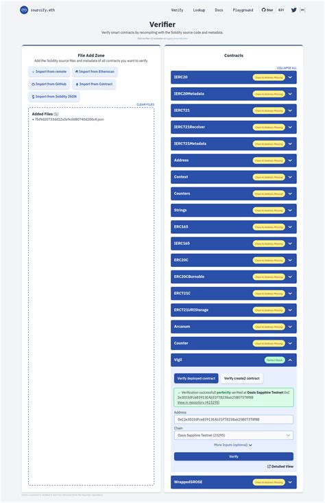 contract verification oasis documentation