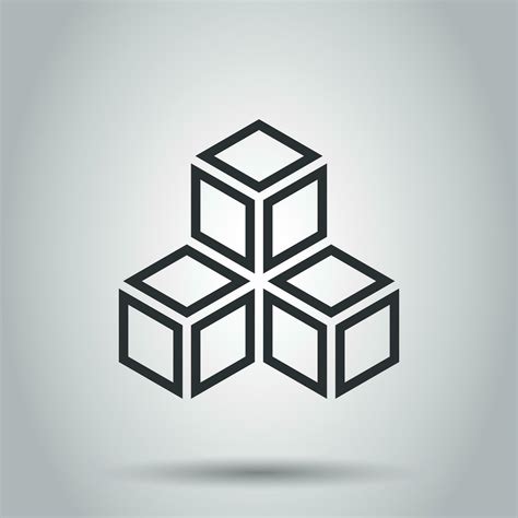 Blockchain Technology Vector Icon In Flat Style Cryptography Cube