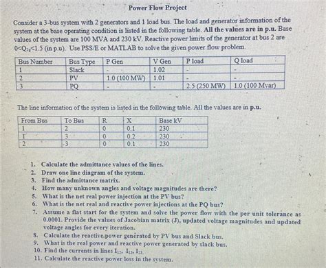 Solved Power Flow Projectconsider A 3 Bus System With 2