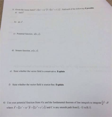 solved given the vector field f 2x2 xy3 i 2y2