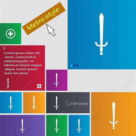 Vector Illustrations Of Modern Website Buttons With Cursor Pointer Featuring A Sword Icon Sign