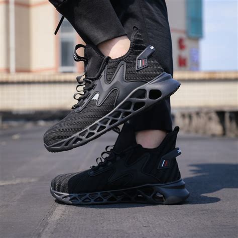 Men Dykhmily Womens Steel Toe Slip Resistant Safety Sneakers Black