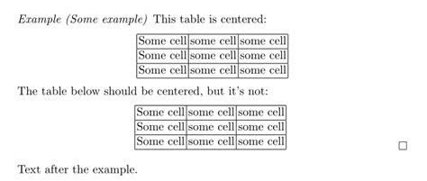 Horizontal Alignment Align Qed Symbol With Last Row Of A Centered Table Tex Latex Stack