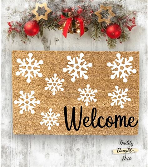 Welcome Snowflake Doormat Christmas Doormat Winter Doormat