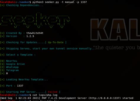 starting php server [failed] · issue 315 · thewhiteh4t seeker
