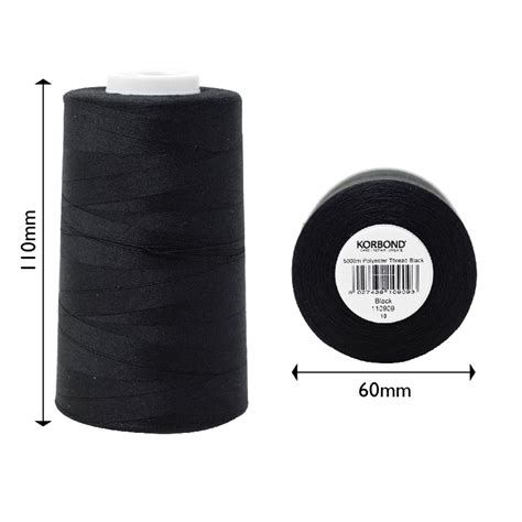 5000m Black Polyester Sewing Thread Bulk Spool Korbond