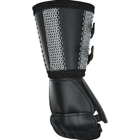 Leather Gauntlet With Chainmail Cuff Black