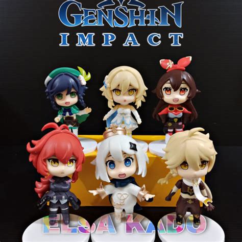 Jual Figure Genshin Impact Set 6 Aether Paimon Diluc Venti Amber Lumine