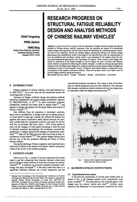 Pdf Research Progress On Structural Fatigue Reliability Design And Analysis Methods Of Chinese