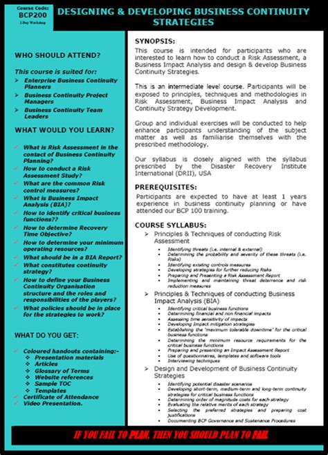 Bcp 200 Designing And Developing Business Continuity Strategy Bki Malaysia