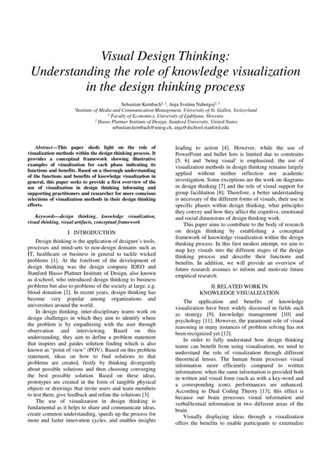 PDF Visual Design Thinking Understanding The Role Of Knowledge Visualization In The Design