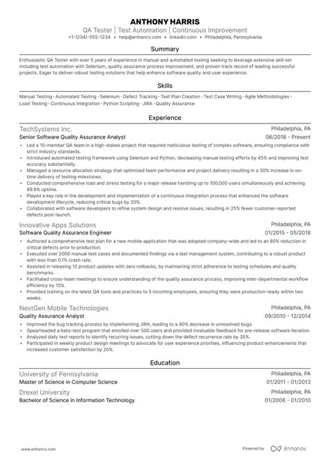 Software Tester Resume Examples Guide For