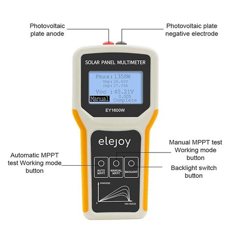 Ey800w Photovoltaic Panel Multimeter Solar Panel Mppt Tester Voltage Current Power Test Meter