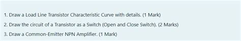solved 1 draw a load line transistor characteristic curve