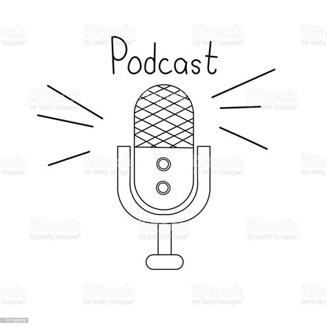 흰색 벡터 그림에 격리 된 손으로 그린 마이크 낙서 아이콘 사운드 녹음 장치 미디어 장비 손으로 그린 벡터 일러스트레이션 기포에