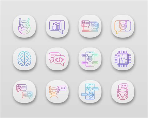 Chatbots App Icons Set Ui Ux User Interface Chat Bots Talkbots Virtual Assistants Support