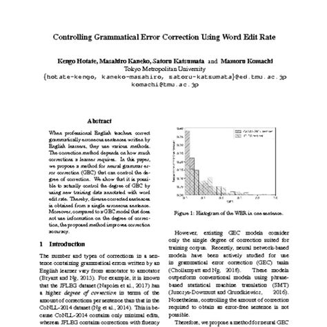 Controlling Grammatical Error Correction Using Word Edit Rate Acl Anthology