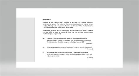 [solved] question 1 consider a 3 bit natural binary number a as input course hero