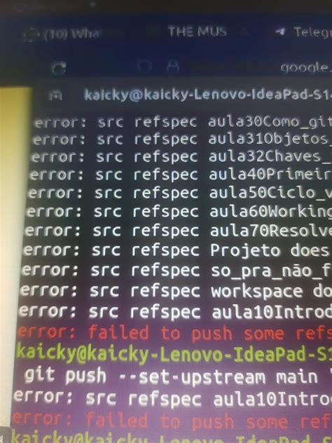 erro src refspec git push da só erro