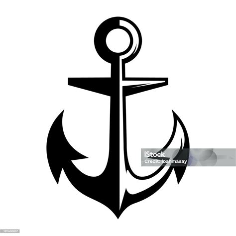 모노크롬 스타일의 선박 앵커의 일러스트 라벨 기호 엠블럼 포스터용 디자인 요소 벡터 일러스트레이션 거친에 대한 스톡 벡터 아트