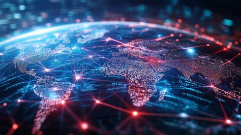Global Network Connections A Digital World Map Stock Illustration Illustration Of