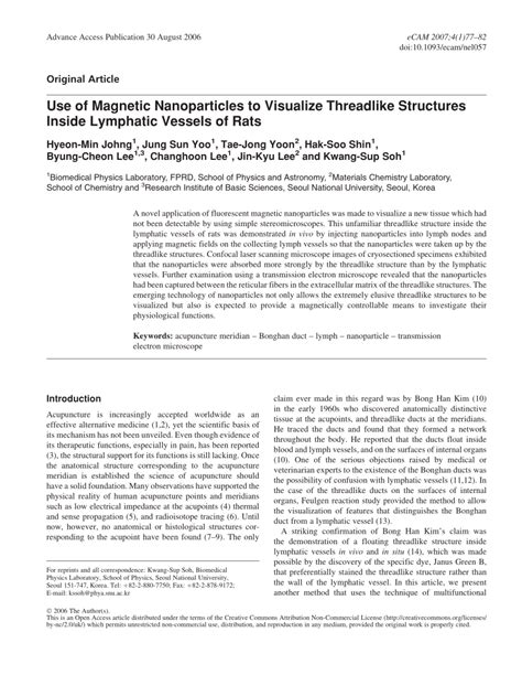 Pdf Use Of Magnetic Nanoparticles To Visualize Threadlike Structures Inside Lymphatic Vessels