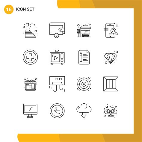 User Interface Pack Of 16 Basic Outlines Of Medical Configuration Bus Seo Mobile Editable Vector
