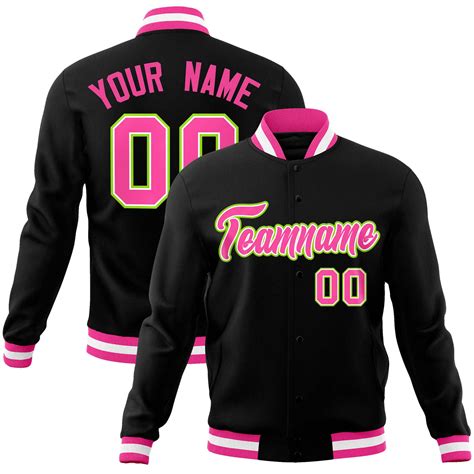 Custom Black Pink Neon Green Classic Style Varsity Letterman Jacket
