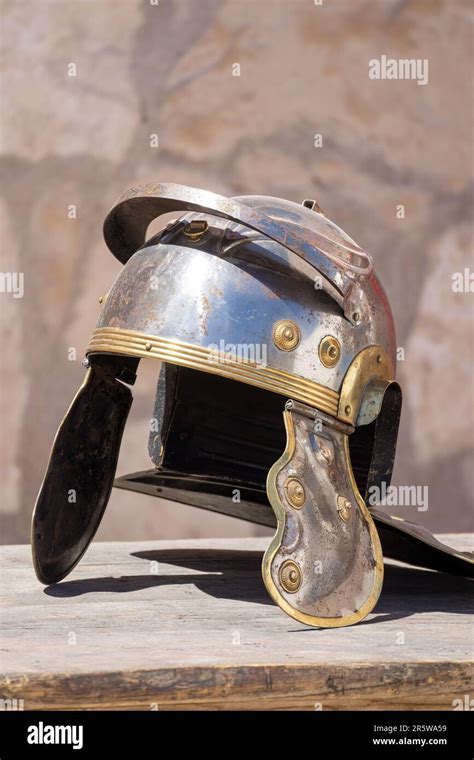 Vertical View Of An Imperial Helmet Or Galea A Roman Military Helmet