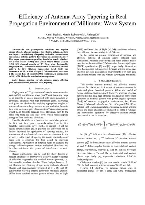 pdf efficiency of antenna array tapering in real propagation