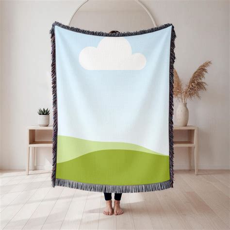 Woven Blanket Photoshop Mockup Printify Fringed Woven Blanket Template