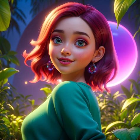 Premium Photo Girl With Vibrant Red Hair Posing In Magical Garden