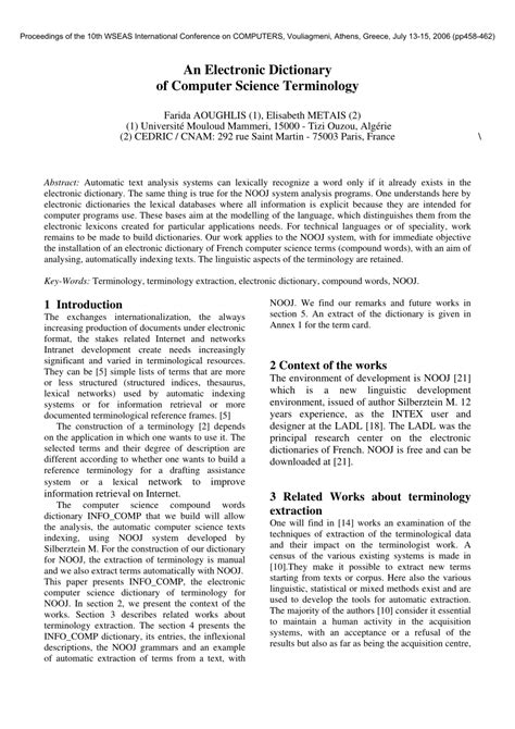 Pdf An Electronic Dictionary For Computer Science Terminology