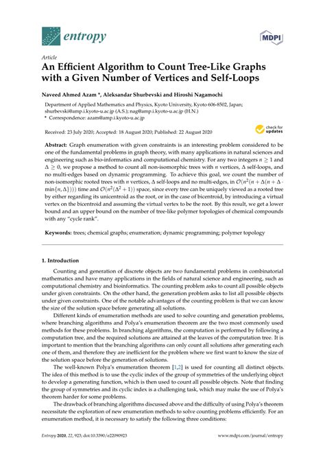 Pdf An Efficient Algorithm To Count Tree Like Graphs With A Given Number Of Vertices And Self