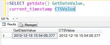 SQL SERVER Difference Between CURRENT TIMESTAMP And GETDATE CURRENT TIMESTAMP Equivalent