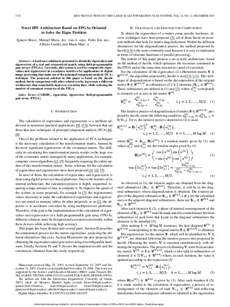 pdf novel hw architecture based on fpgas oriented to solve the eigen problem
