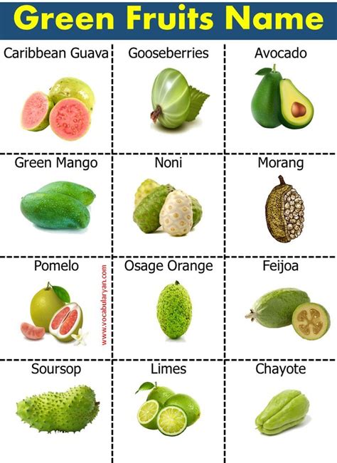 50 Green Fruits Names List With Pictures Artofit