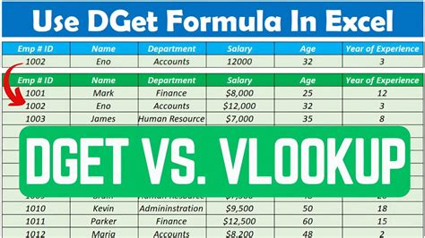 🔥 Use Of Dget Formula Over Vlookup Formula In Excel Youtube