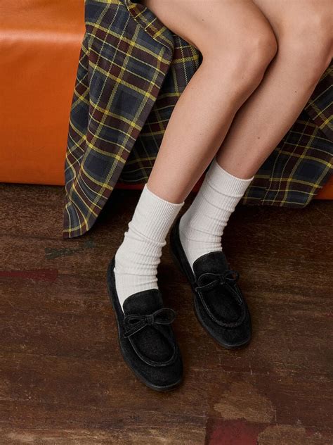 벨벳 리본 로퍼 블랙 텍스처드 슈즈 찰스앤키스 코리아