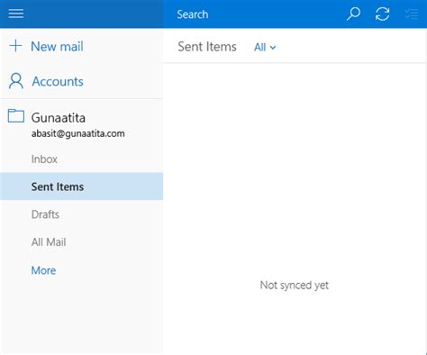 windows 10 mail app not working syncing showing not synced yet and