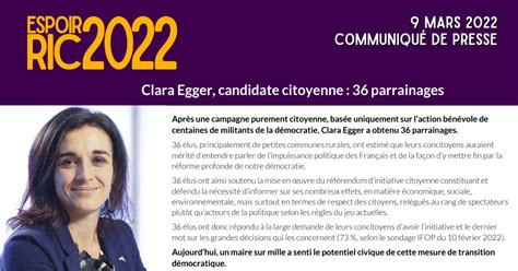 Clara Egger Candidate Citoyenne 36 Parrainages Espoir Ric