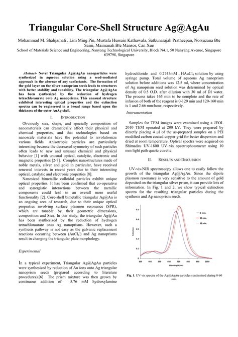 Pdf Triangular Core Shell Structure Ag Agau