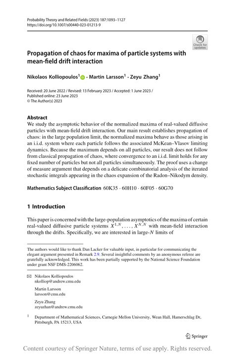 pdf propagation of chaos for maxima of particle systems with mean