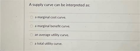 Solved A Supply Curve Can Be Interpreted Asa Marginal Cost