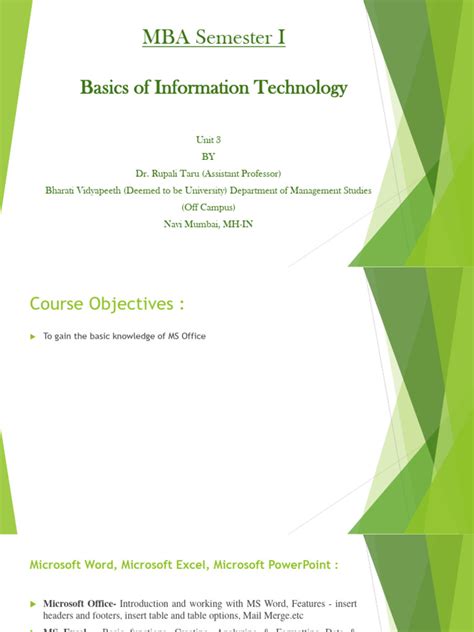 unit 3 microsoft word microsoft excel microsoft powerpoint pdf