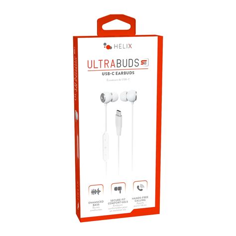 Helix Ultra USB C Earbuds White Shop Headphones At H E B