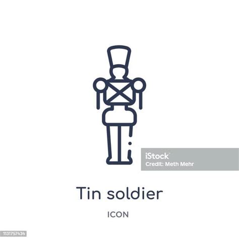 크리스마스 개요 컬렉션에서 선형 주석 군인 아이콘입니다 얇은 라인 주석 군인 벡터 흰색 배경에 고립입니다 주석 군인 유행 그림