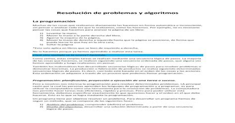 Resolución De Problemas Y Algoritmos · Pdf Filediseño Del Algoritmo En Esta Fase El Objetivo Es