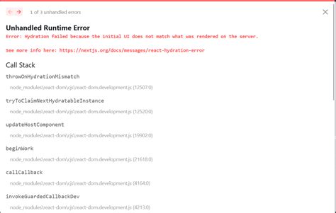 Nodejs Why Do I Recieve A Sudden Hydration Error Stack Overflow