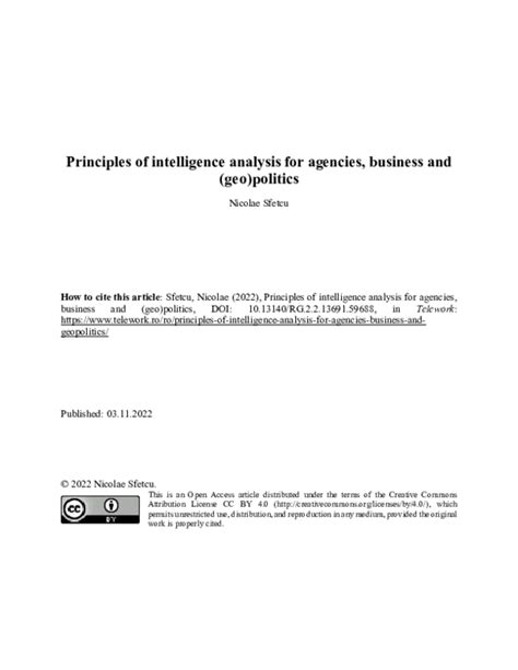 Pdf Principles Of Intelligence Analysis For Agencies Business And